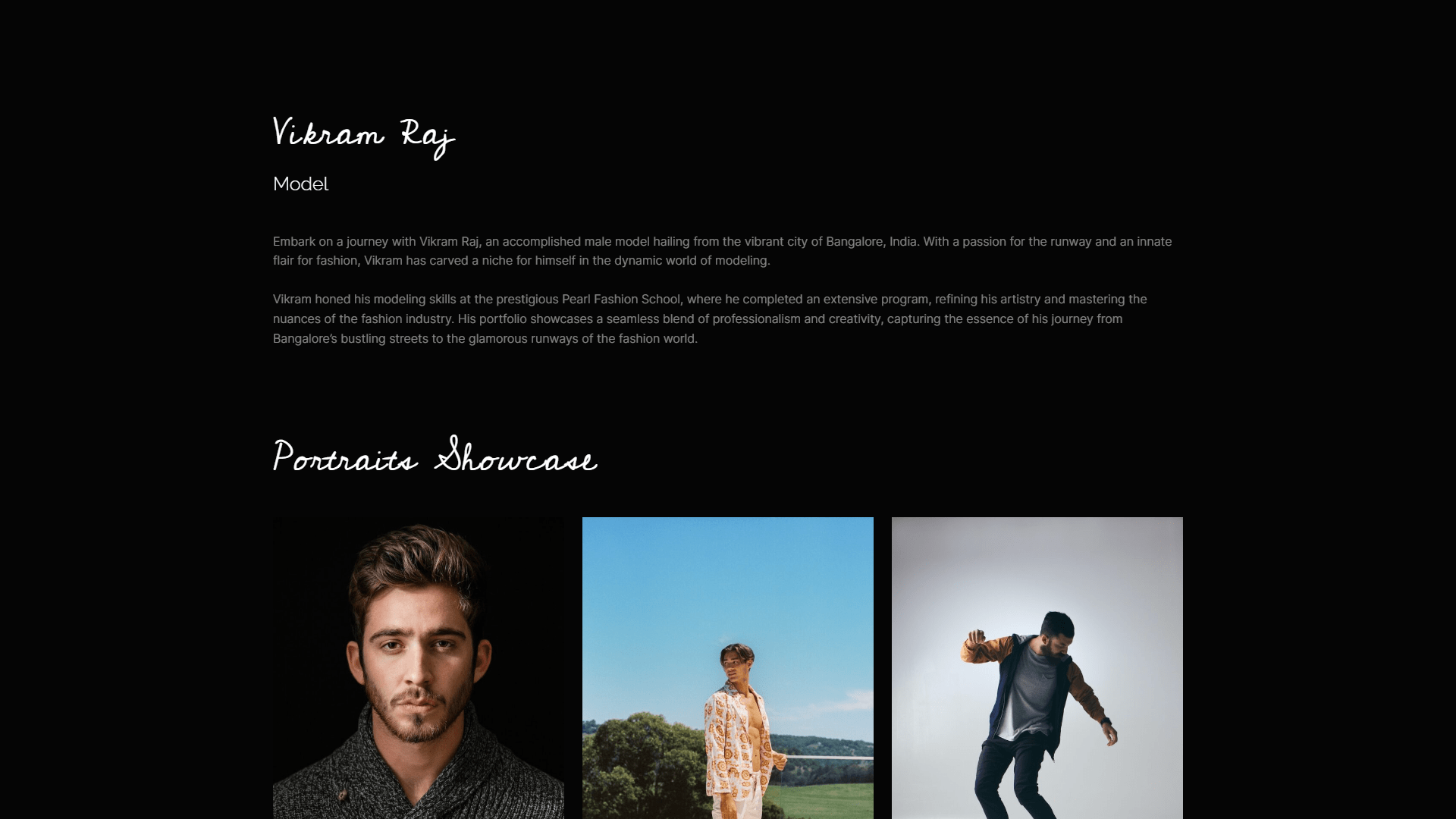 Vikram Raj Model Bengaluru India | One Page Template by Cineaim Web ...