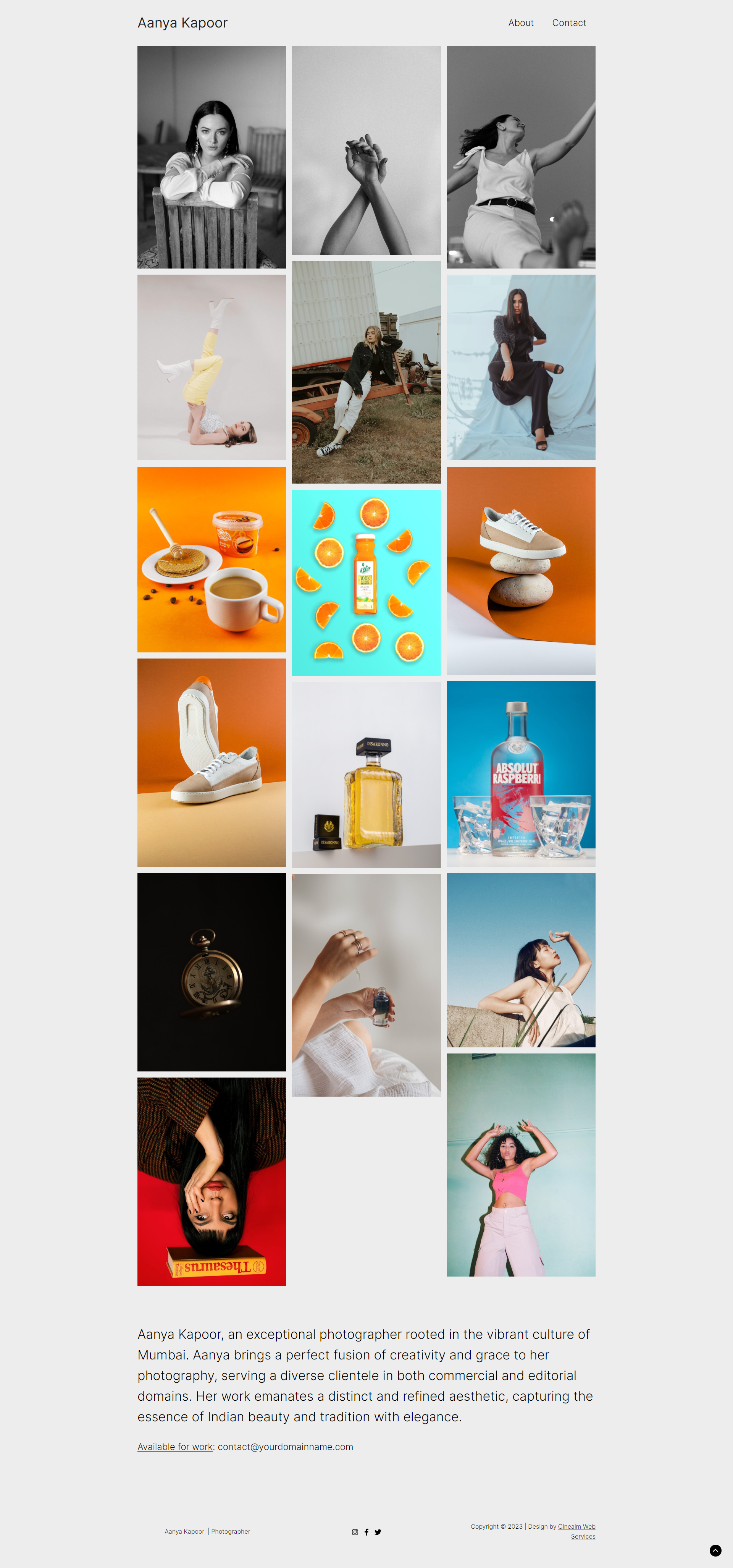 Aanya Kapoor Photographer | One Page Site Design | Cineaim Web Services ...